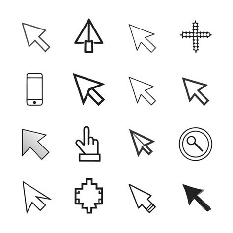 Collection Of Different Computer Cursors And Pointers In Classic Black