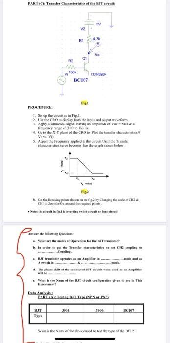Solved Part B The Bjt Characteristics Procedure Using