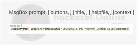 Sử Dụng Msgbox Trong Excel Vba Hướng Dẫn đầy đủ Học Excel Online