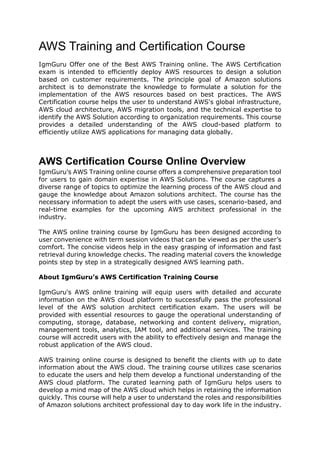 Aws Online Course PDF Cloud Computing Internet