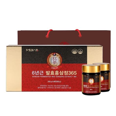 정원삼 6년근 발효홍삼정365 쇼핑백 800g 4개x1세트 홍삼 인삼 세일차트