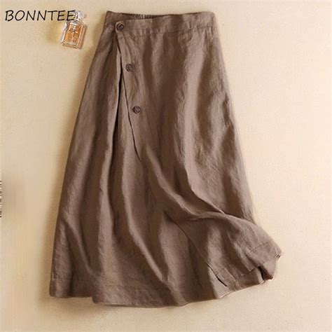 여성용 버튼 디자인 스커트 여름 레트로 인기 퓨어 컬러 얼짱 아늑한 시크 미적 하이 스트리트 스타일리시스커트 Aliexpress