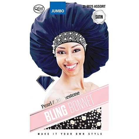 Qfitt Pearl And Rhinestone Bling Satin Bonnet Jumbo