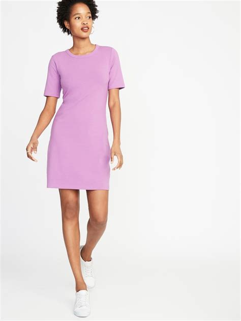 Fitted Crew Neck Tee Dress For Women Old Navy Women Clothes Sale