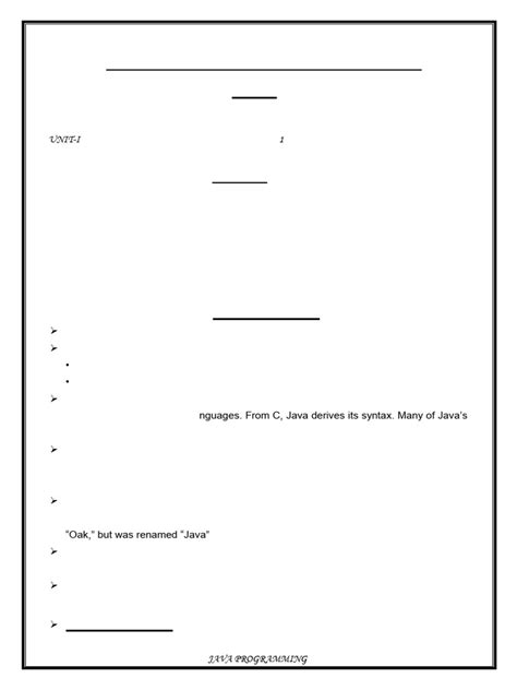 Unit I A Java Pdf Class Computer Programming Object Oriented Programming