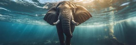 Premium Ai Image African Elephant Swims Gracefully Underwater