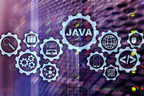 Java Programming Concept Virtual Machine On Server Room Background
