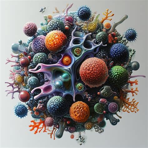 Colorful Hyperrealistic Cellular Diagram Detailed Scientific
