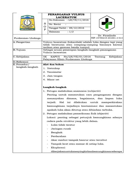 Sop Vulnus Laceratum Pdf