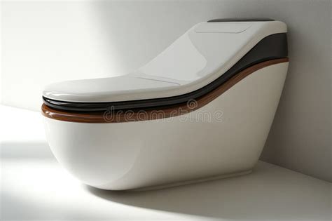 Modern And Stylish White Toilet Featuring Wooden Details Showcasing
