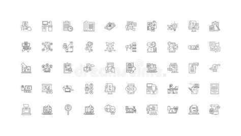 Digital Media Concept Illustration Linear Icons Line Signs Set