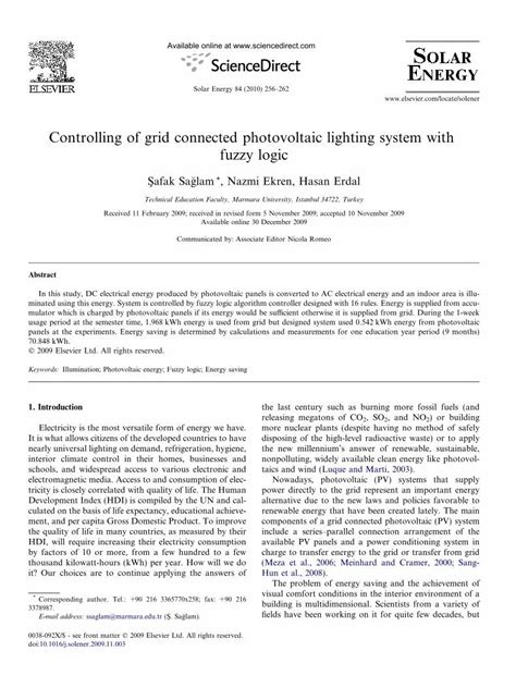 Pdf Controlling Of Grid Connected Photovoltaic Lighting System With
