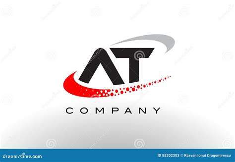 At Modern Letter Logo Design With Red Dotted Swoosh Stock Vector
