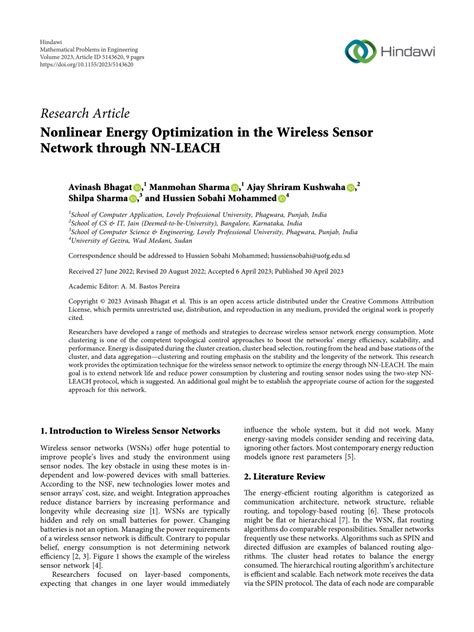 Pdf Nonlinear Energy Optimization In The Wireless Sensor Network