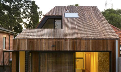 Timber Clad Cut Away Roof House In Sydney Puts A Modern Spin On Traditional Pitched Roofs