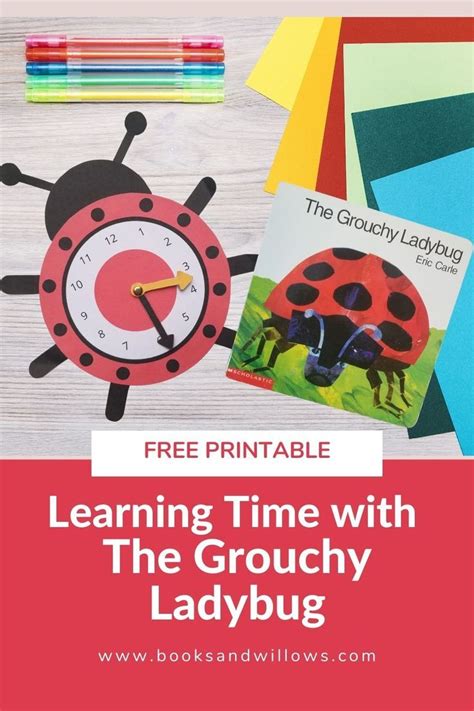 Free Grouchy Ladybug Clock Craft And Activities Grouchy Ladybug