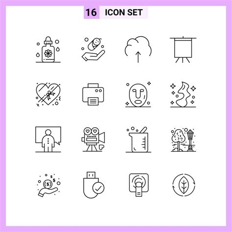 16 Icons In Line Style Outline Symbols On White Background Creative Vector Signs For Web Mobile