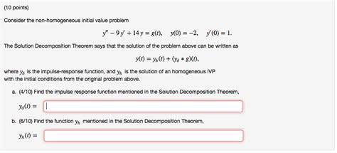 Solved Consider The Non Homogeneous Initial Value Problem