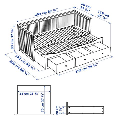 Hemnes Leżanka Z 3 Szufladami 2 Materace BiałyÅfjäll Twardy 80x200 Cm Ikea