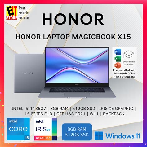 HONOR LAPTOP MAGICBOOK X15 (i5-1135G7 /8GBRAM /512GB SSD/IRIS XE ...