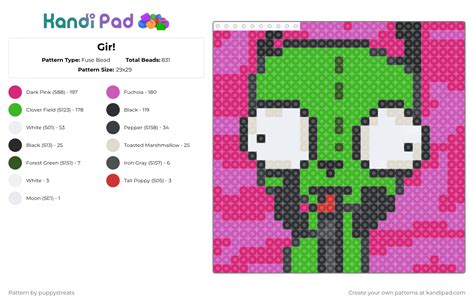 Gir Fuse Bead Pattern Kandi Pad Kandi Patterns Fuse Bead Patterns