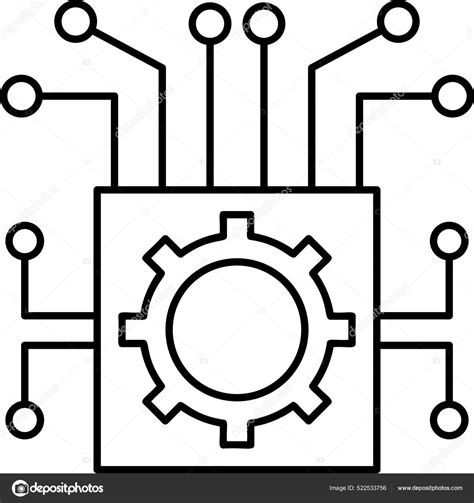 Configuration Connect Gear Icon Outline Style Stock Vector By