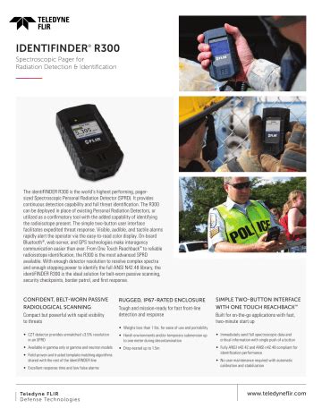 FLIR IdentiFINDER R300 Datasheet Manualzz