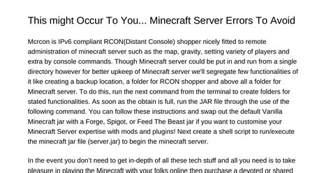 This Might Occur To You Minecraft Server Errors To Keep Away Fromhhysi Pdf Pdf Docdroid