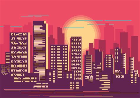 Cityscape At Sunset Illustration 227398 Vector Art At Vecteezy