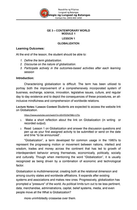 Ge 3 Module Define The Term Globalization Discourse On The Nature Of Globalization Ge 3 Module Define The Term Globalization Discourse On The Nature Of Globalization