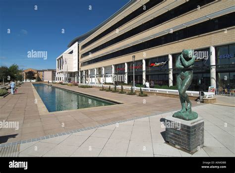 Harlow New Town Redeveloped Civic Centre With Sculpture Offices And