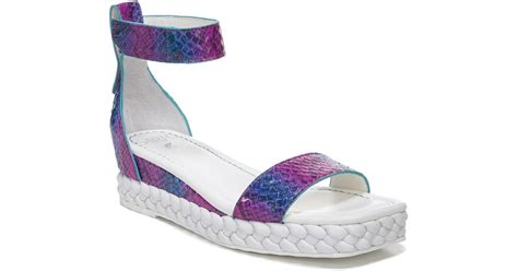 Franco Sarto Tiana Leather Open Toe Wedge Sandals In Blue Lyst