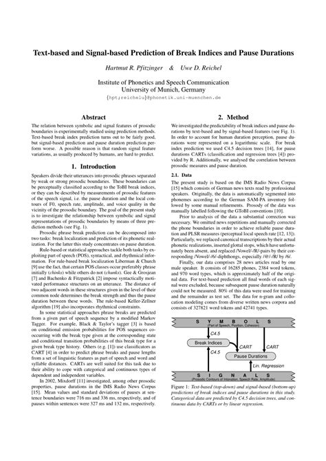 Pdf Text Based And Signal Based Prediction Of Break Indices And Pause