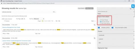 Infor Knowledge Base Kb And Documentation Search Tips And Tricks