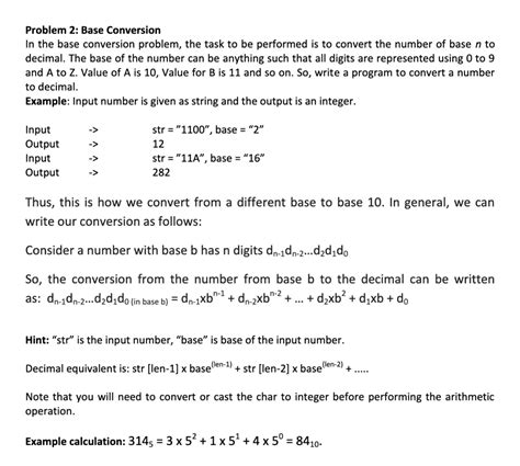 Solved Problem 2 Base Conversion In The Base Conversion
