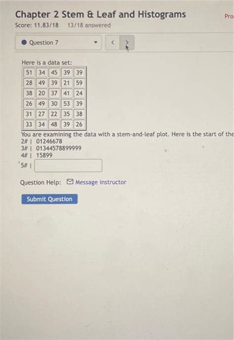Solved Chapter 2 Stem And Leaf And Histograms Score 118318