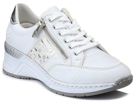 Buty Damskie Rieker N4322 80 Sportowe Sneakersy Białe Skórzana Wkładka