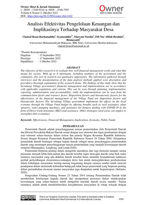 Pdf Analisis Efektivitas Pengelolaan Keuangan Dan Implikasinya Terhadap Masyarakat Desa