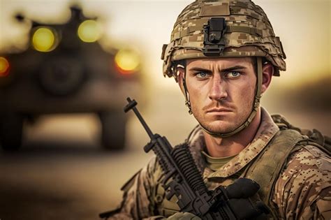 Premium Ai Image Proud Army Soldier Portrait Neural Network Ai Generated