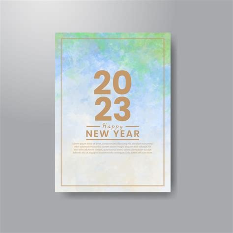 수채화 배경으로 새해 복 많이 받으세요 2023 카드 템플릿 프리미엄 벡터