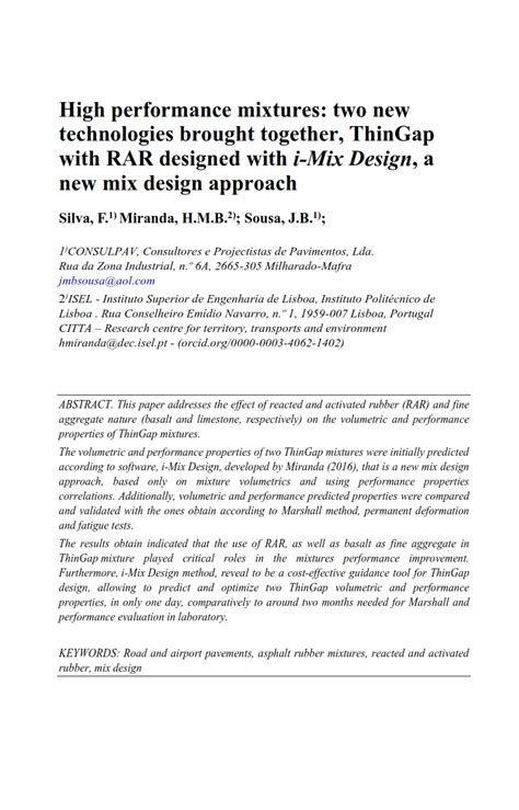 High Performance Mixtures Two New Technologies Brought Together Thingap With Rar Designed With