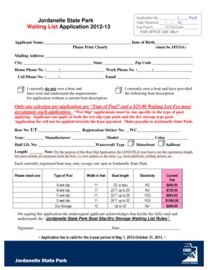 Fillable Online Static Stateparks Utah Waiting List Application 2012