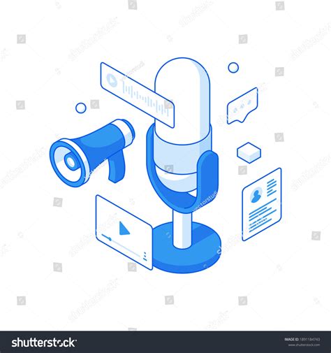 3d Isometric Vector Illustration Microphone Loudspeaker Stock Vector