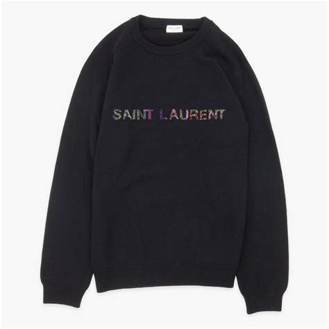 Saint Laurent Logo Embroidered Crew Knit Brand New Depop