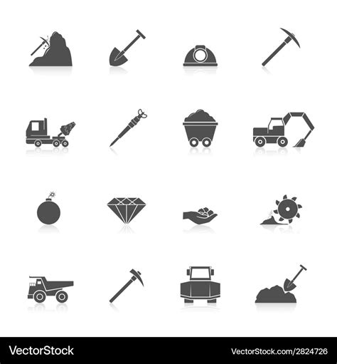 Mining Icons Set Royalty Free Vector Image Vectorstock