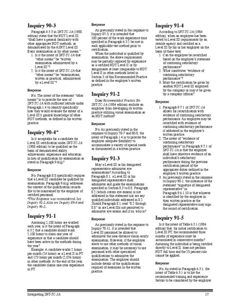 Interpreting Snt Tc 1a Part11 Pdf Nondestructive Testing Certification