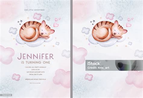 귀여운 아기 사슴의 수채화 손으로 그린 그림 달과 구름에서 자고있는 새끼 사슴 베이비 샤워 테마 초대장 생일 템플릿 0명에 대한 스톡 벡터 아트 및 기타 이미지 Istock