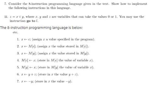 Solved Consider The 8 Instruction Programming Language Given In The Text 1 Answer