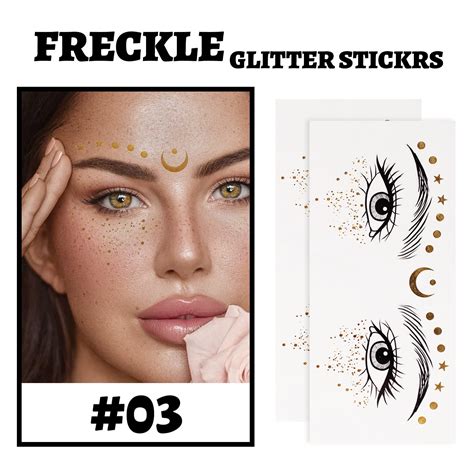Summercome 1 Sheets Face Temporary Tattoos Freckle Stickers Glitter