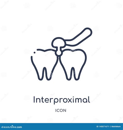 Linear Interproximal Icon From Dentist Outline Collection Thin Line
